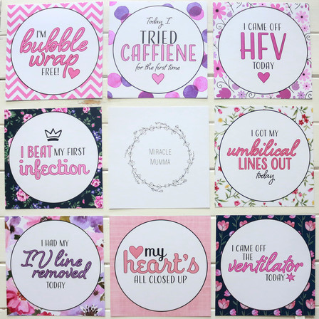 It's a Girl! Micro Prem Milestone Cards from Miracle Mumma, set of 8 cards