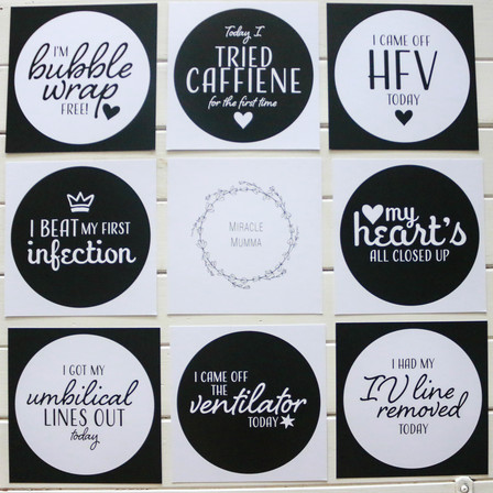 Micro Prem Baby Milestone Cards from Miracle Mumma, set of 8 cards